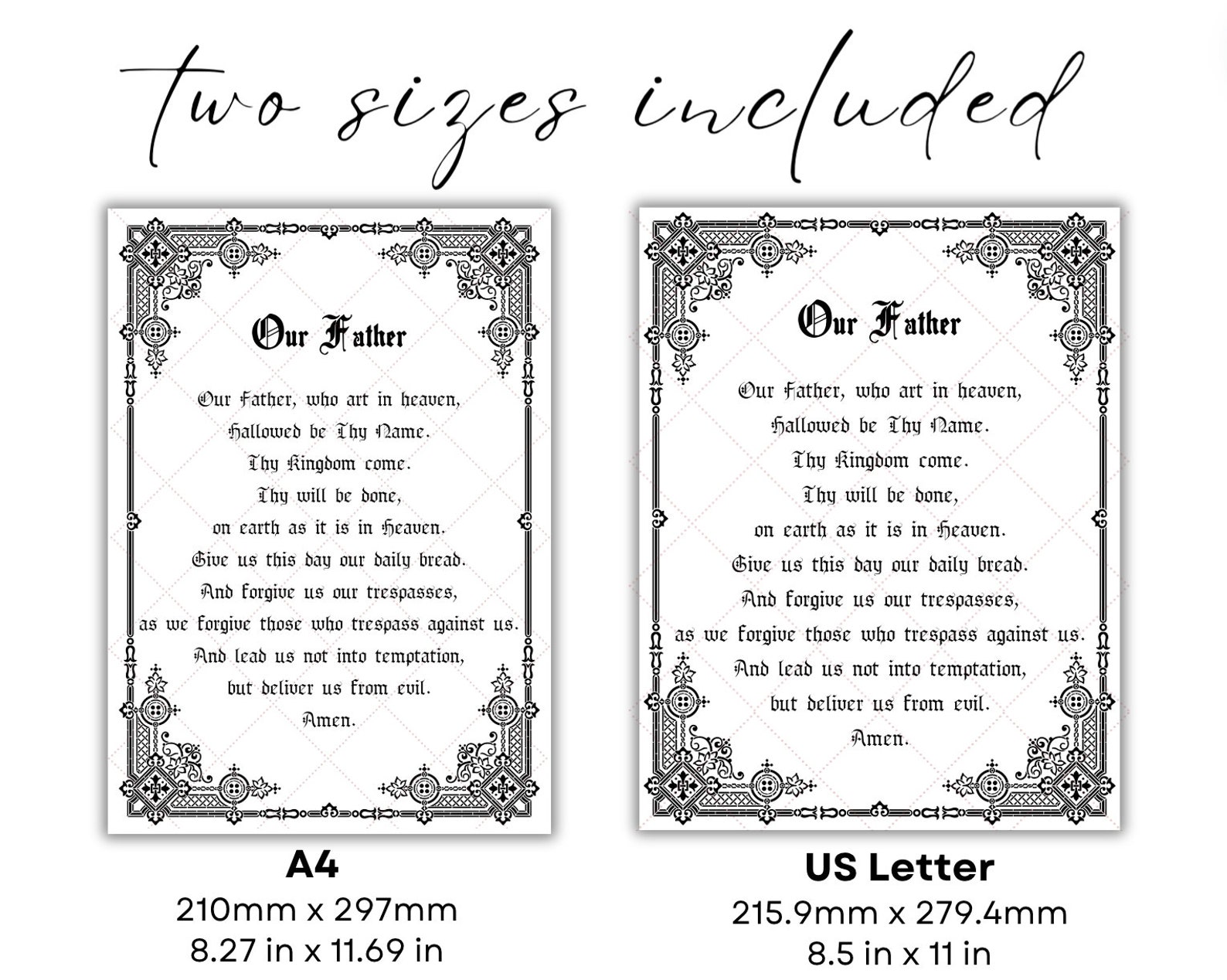 Our Father Printable Prayer | Lord's Prayer Wall Art | Christian Home ...