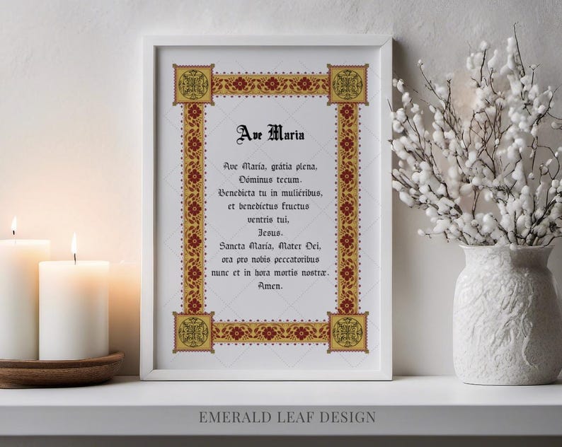 Ave Maria Latin Prayer Printable: Catholic Wall Art (digital Download ...