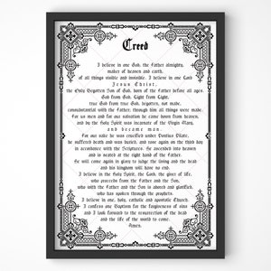 Creed Printable Prayer | Nicene Creed Wall Art | Instant Download Pdf ...