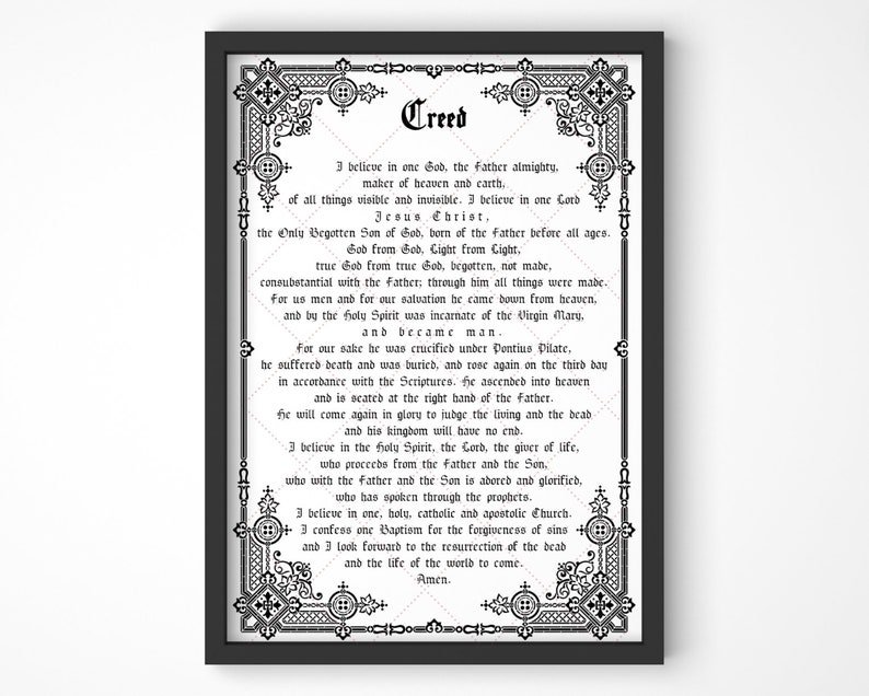 Creed Printable Prayer | Nicene Creed Wall Art | Instant Download Pdf ...