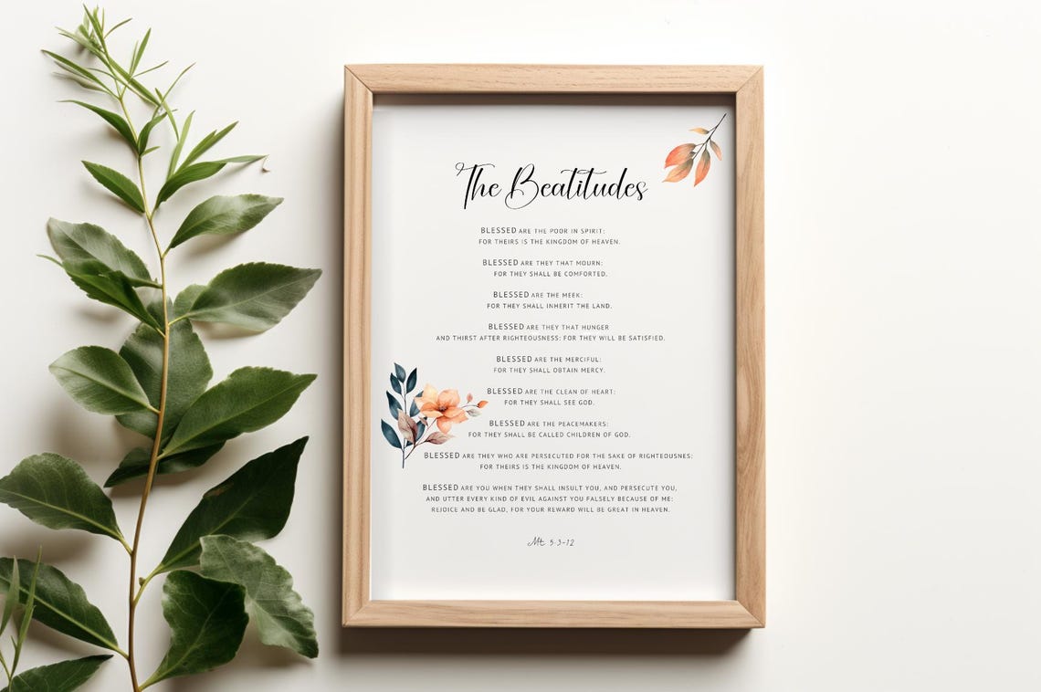 Beatitudes Bible Verse Printable Wall Art: Christian Home Decor (PDF ...