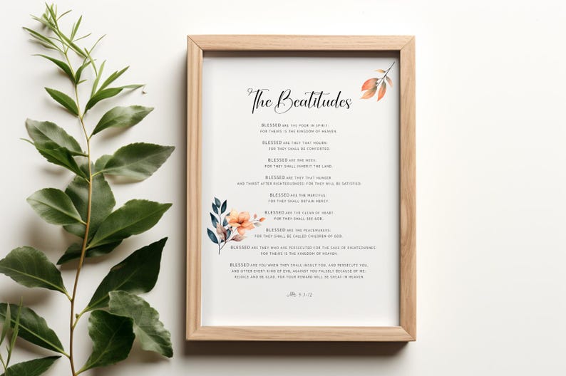 Beautiful Beatitudes Printable Bible Verse Wall Art | Matthew 5:3-12 ...