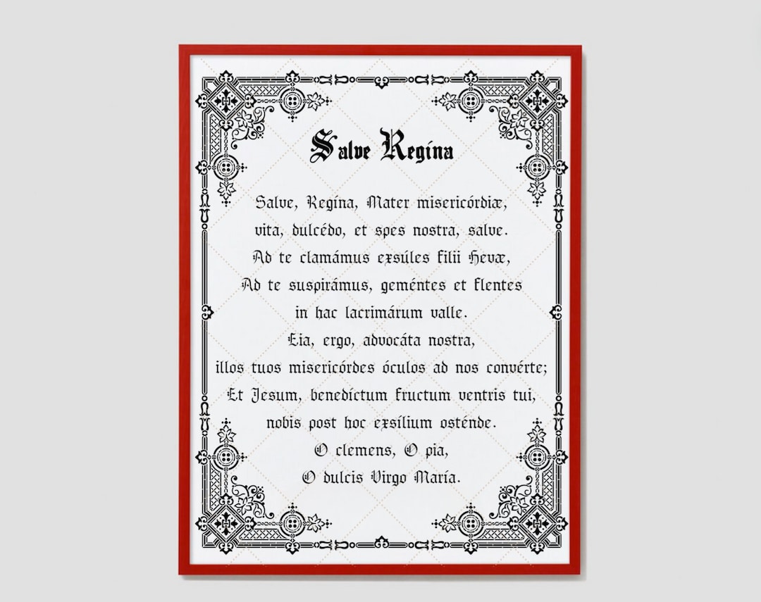 Salve Regina Catholic Printable Prayer | Hail Holy Queen in Latin | Catholic Wall Art | Latin ...