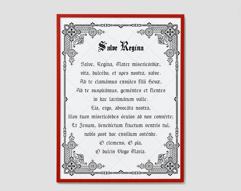 Salve Regina Catholic Printable Prayer | Hail Holy Queen in Latin ...