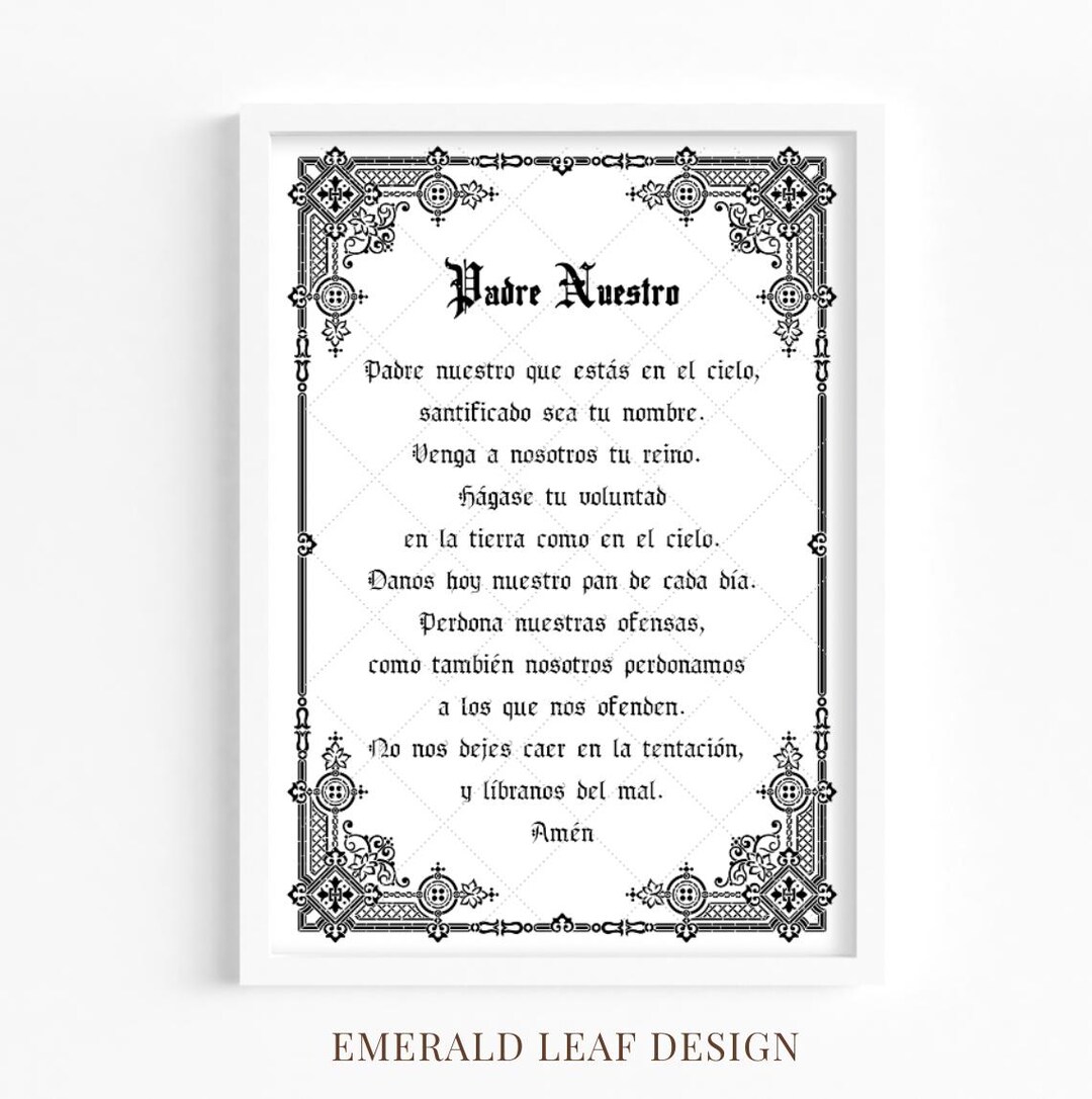 Padre Nuestro Spanish Prayer Print | Our Father| Lord's Prayer Wall Art ...
