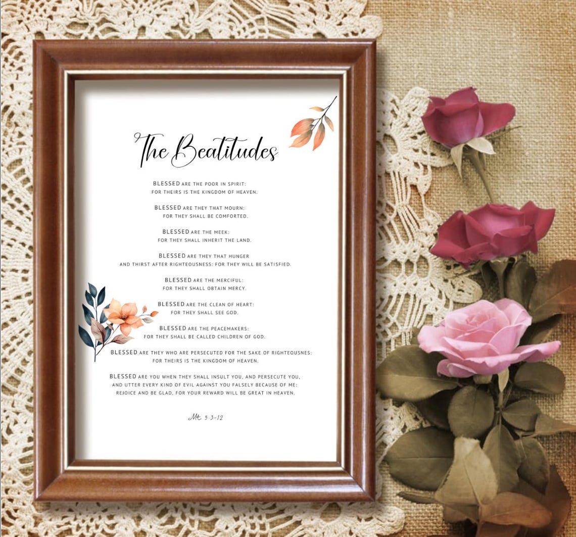 Beautiful Beatitudes Printable Bible Verse Wall Art | Matthew 5:3-12 ...