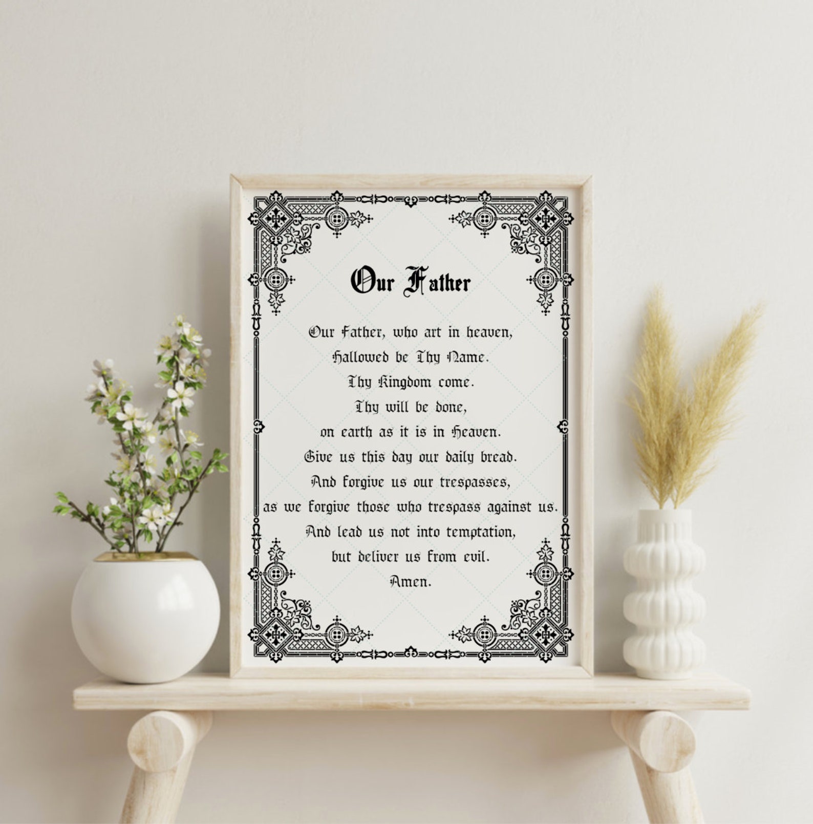 Our Father Printable Prayer | Lord's Prayer Wall Art | Christian Home ...
