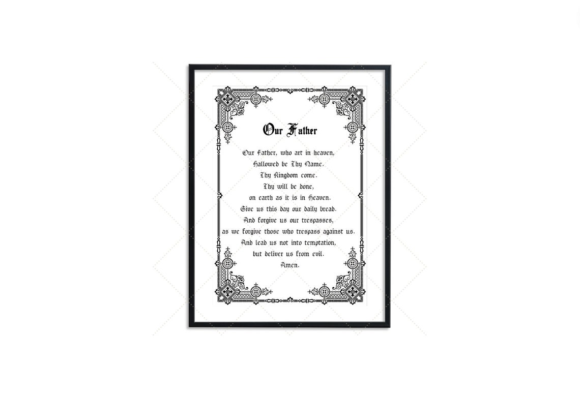 Our Father Printable Prayer Lord's Prayer Wall Art Christian Home Decor ...