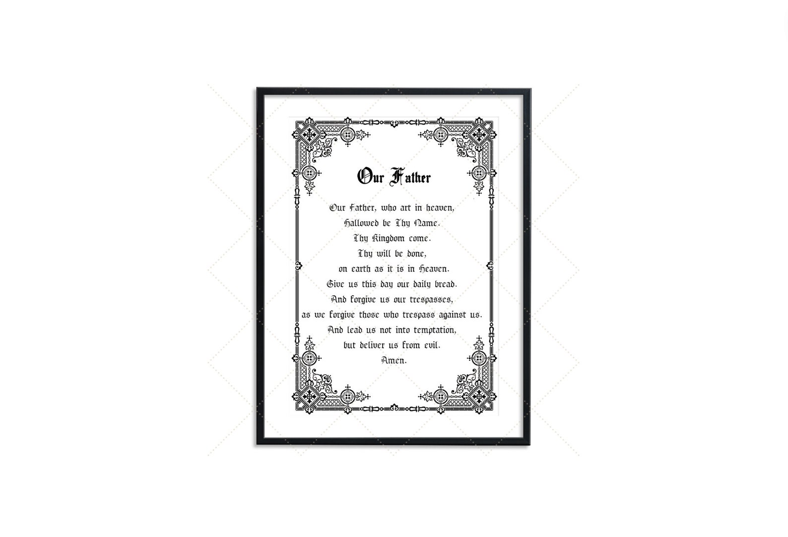 Our Father Printable Prayer | Lord's Prayer Wall Art | Christian Home ...