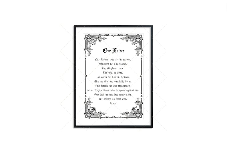 Our Father Printable Prayer | Lord's Prayer Wall Art | Christian Home ...