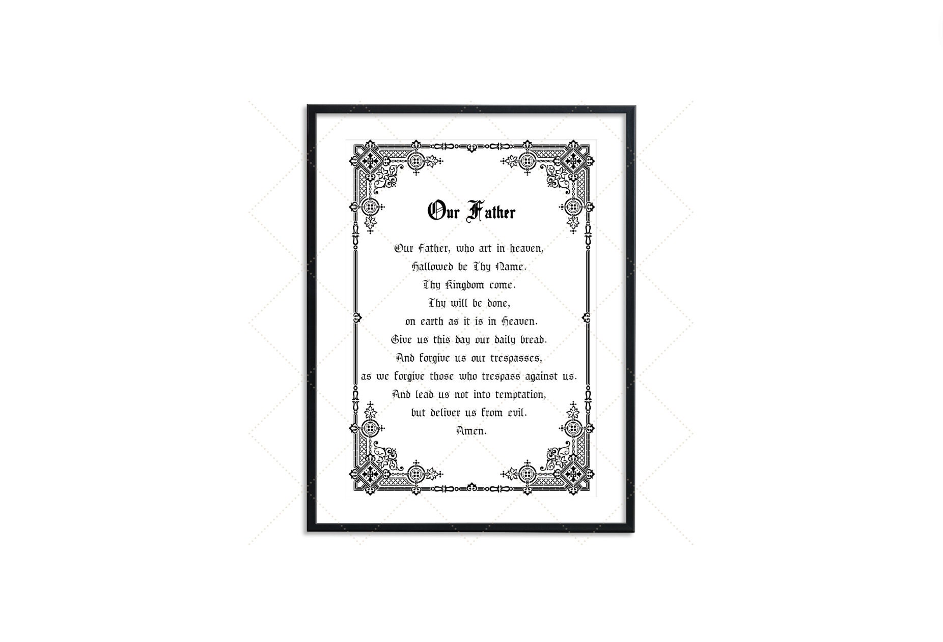 Our Father Printable Prayer | Lord's Prayer Wall Art | Christian Home ...