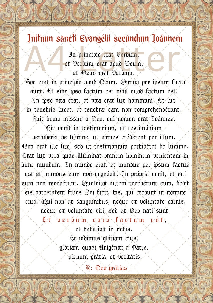 Latin Mass Last Gospel Printable Prayer Traditional Latin Mass ...