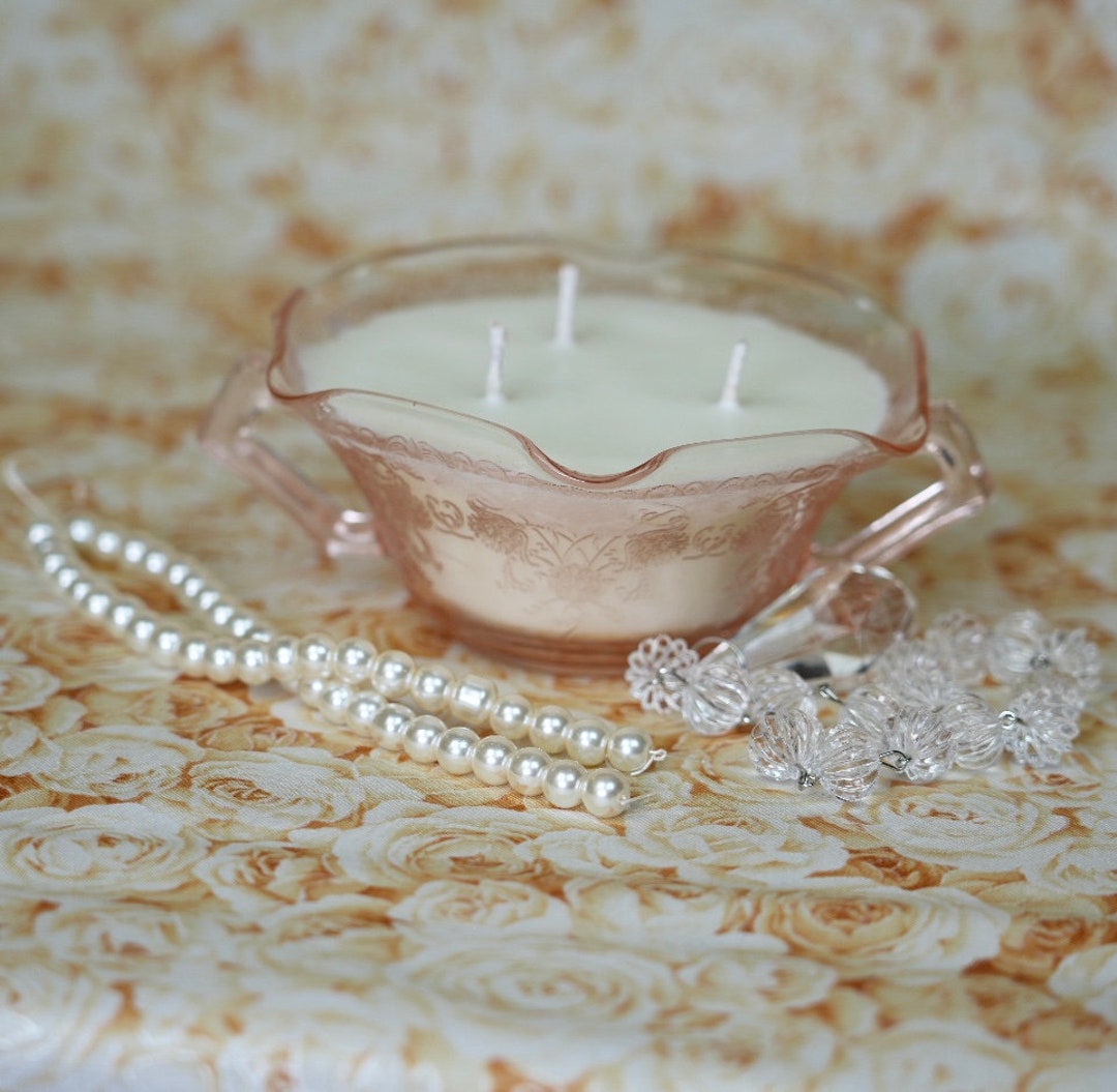 Vintage Pink Round Small Engraved Candy Dish Candle - Etsy