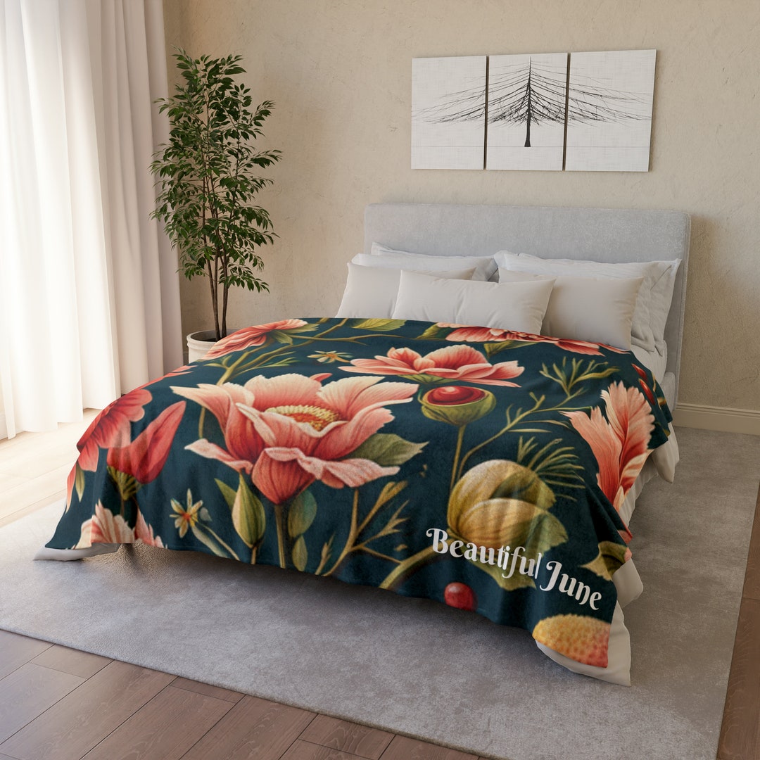 Personalised Flower Throw Blanket, Soft Blanket, Fleece, Blanket Throw ...