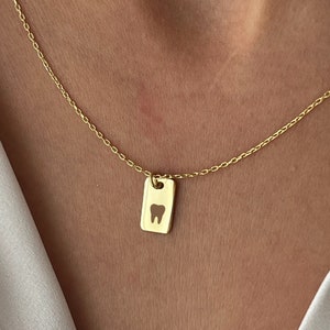 Sterling Silver Tooth Necklace: Dentist Gift, Dental Charm - Etsy