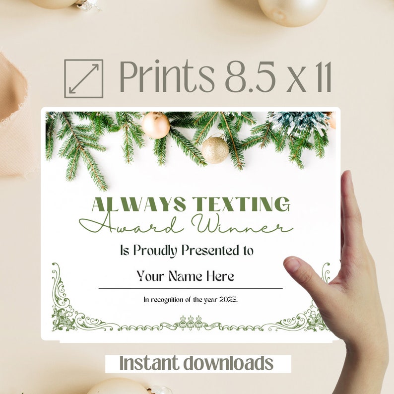 Family Games Printable Christmas Certificates Hilarious Holiday Awards ...