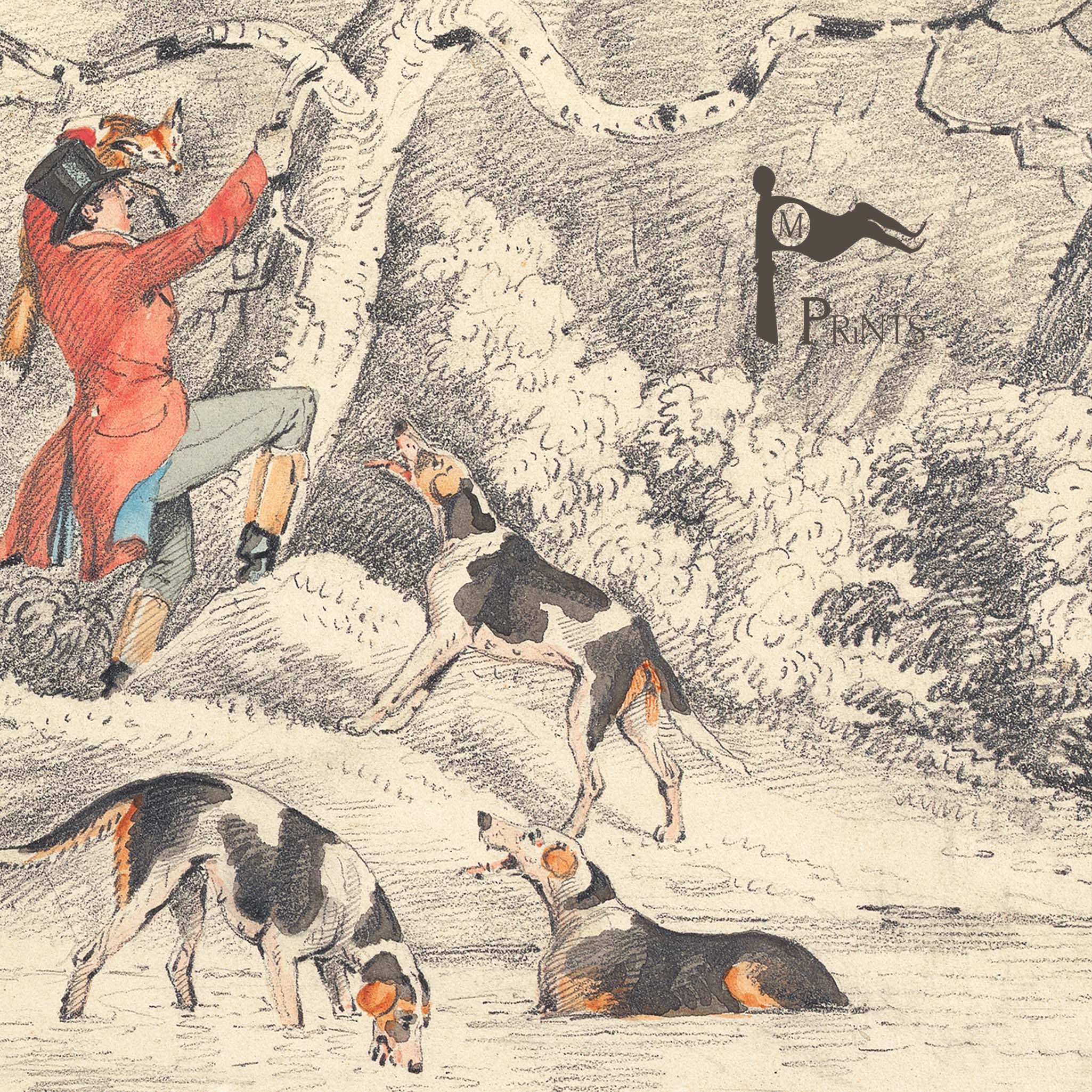Vintage Fox Hunting Print | Antique Game Hunters Painting | Fox Hunt ...