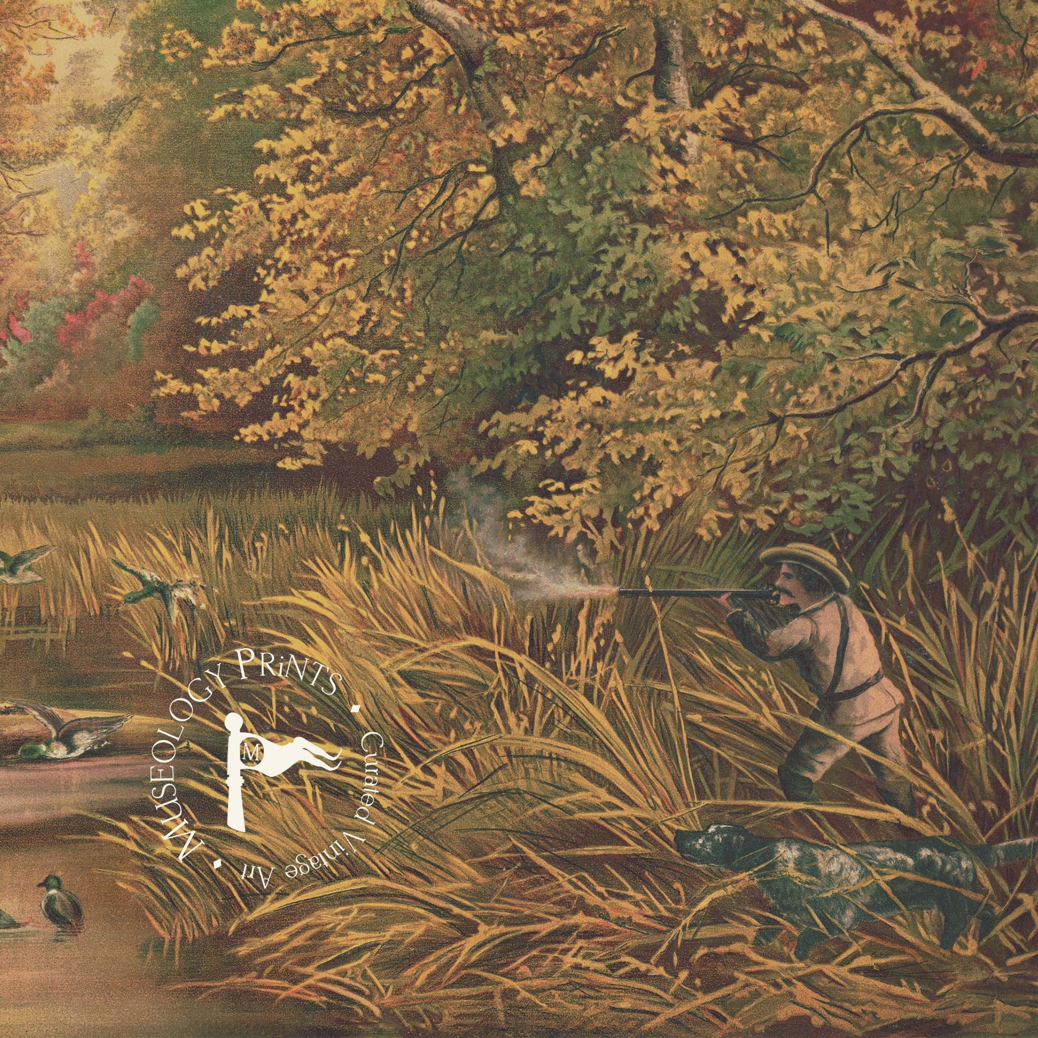 Duck Hunting Vintage Painting | Antique Duck Shooting Art Print | Hunt ...