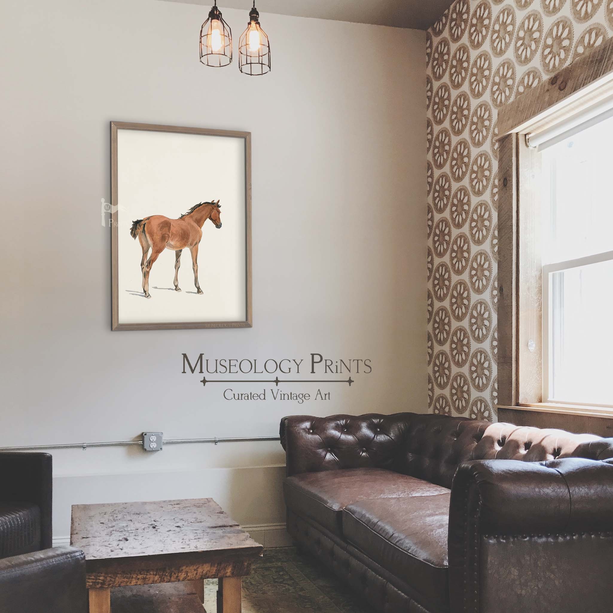 Brown Colt Wall Art Painting Antique Equestrian Decor Horse Sketch Art ...