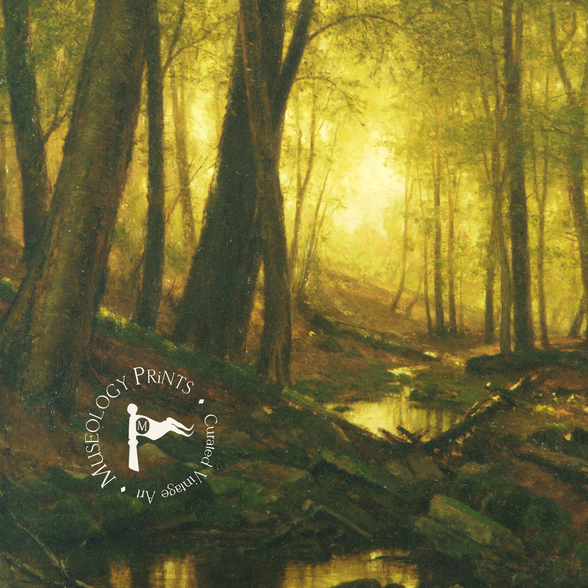 Enchanted Forest Vintage Green Forest Tree Oil Painting Printable ...