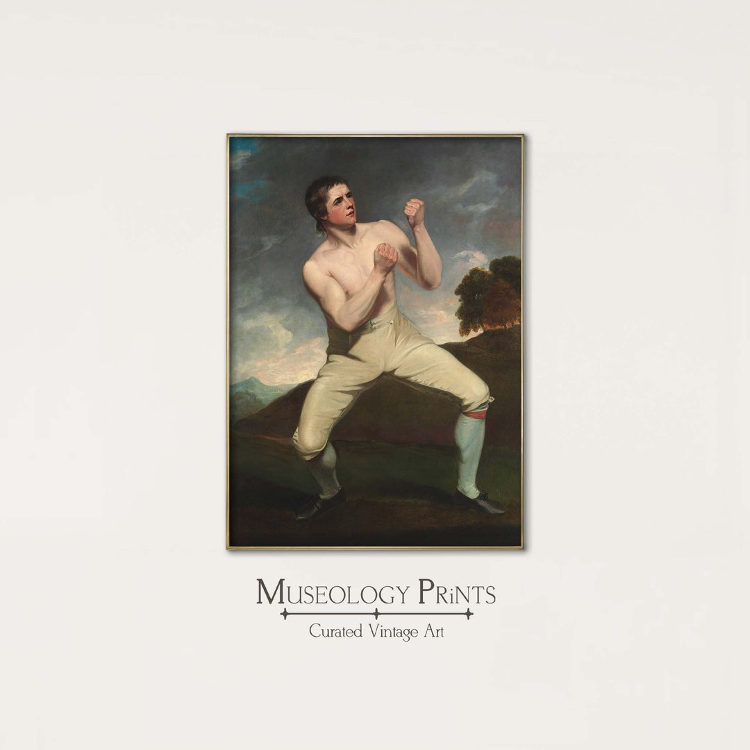 Vintage Gentleman Boxer Portrait Painting Antique Fighter Painting ...