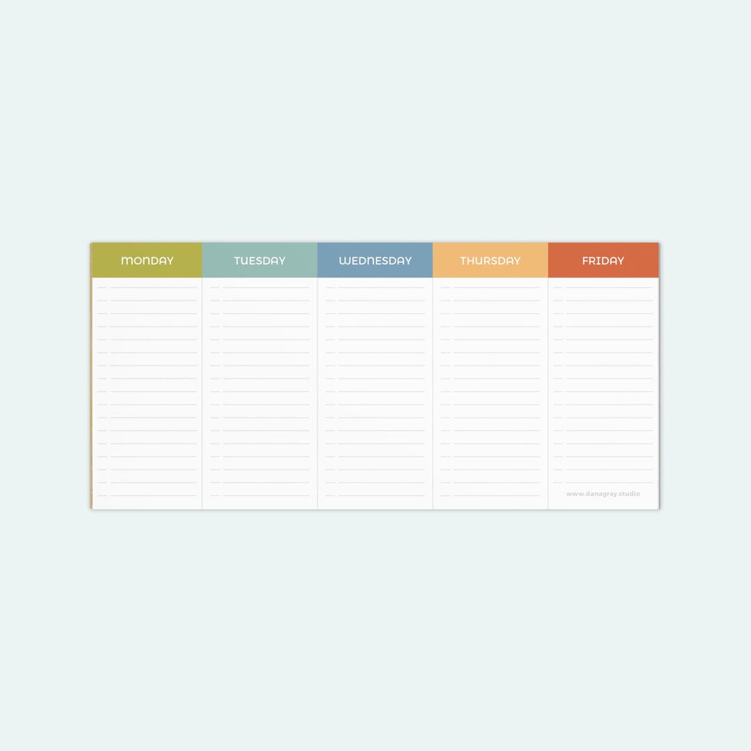 The Weekday Planner Notepad | Undated Weekly Desk Pad | 9" X 4.25" - Etsy