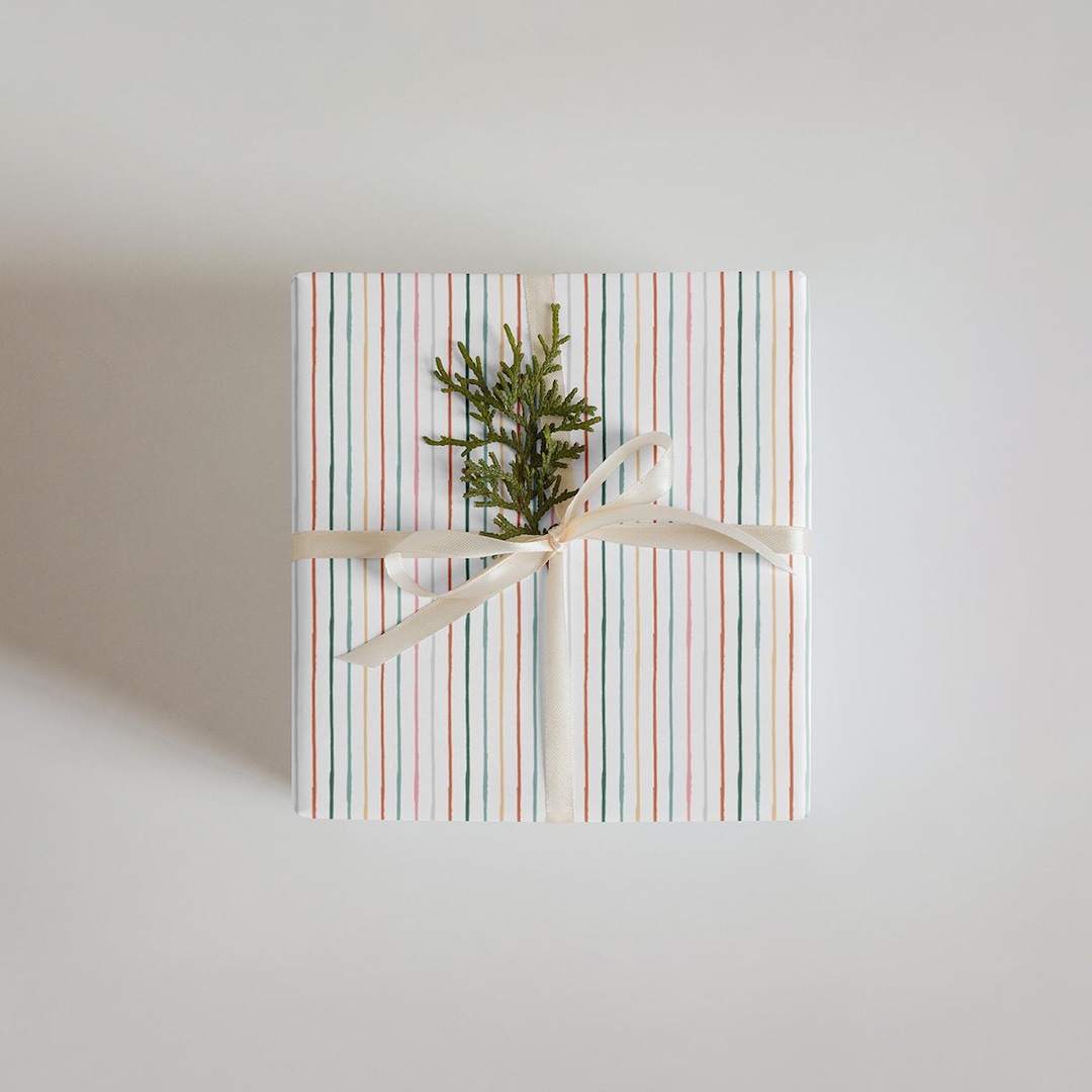 Merry & Striped Wrapping Paper Sheets Whimsical Christmas Gift Wrap - Etsy