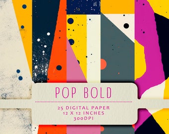 Digital Paper BUNDLE, Pop Art Texture Pack Scrapbook Paper, Goodnotes ...