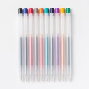 Muji 0.5mm Retractable Gel Pens, Set of 10 - Etsy