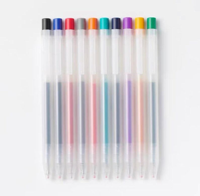 Muji 0.5mm Retractable Gel Pens, Set of 10 - Etsy