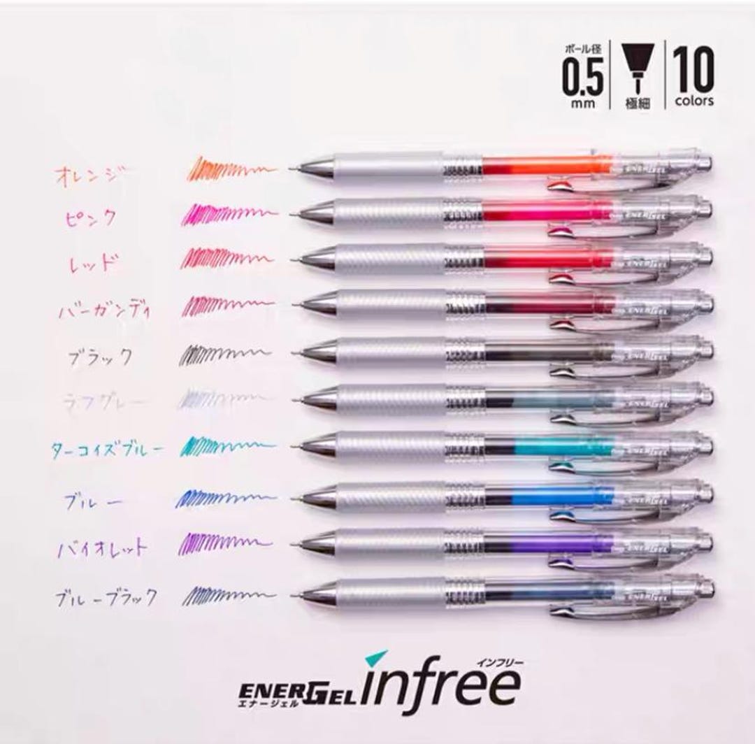 Pentel Energel Infree 0.5mm /0.7mm Gel Pen Set of 10 - Etsy