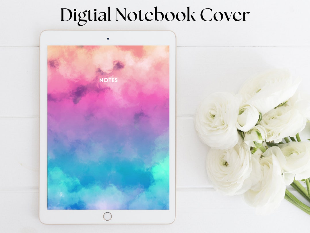 Rainbow Cloud Digital Notebook Cover - Etsy