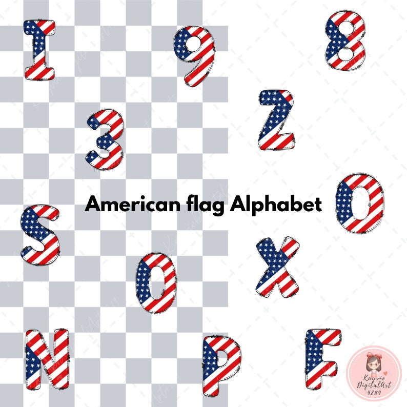 USA Flag Alphabet Doodle Letters American Flag, Doodle Letters American ...