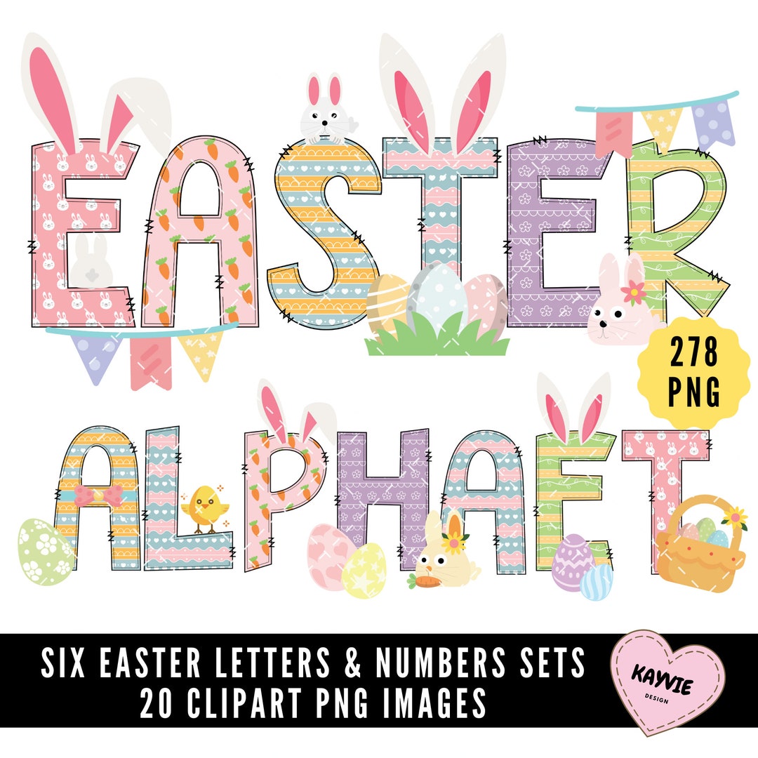 Easter Doodle Alphabet PNG Bundle Easter Alphabet Easter Font PNG ...