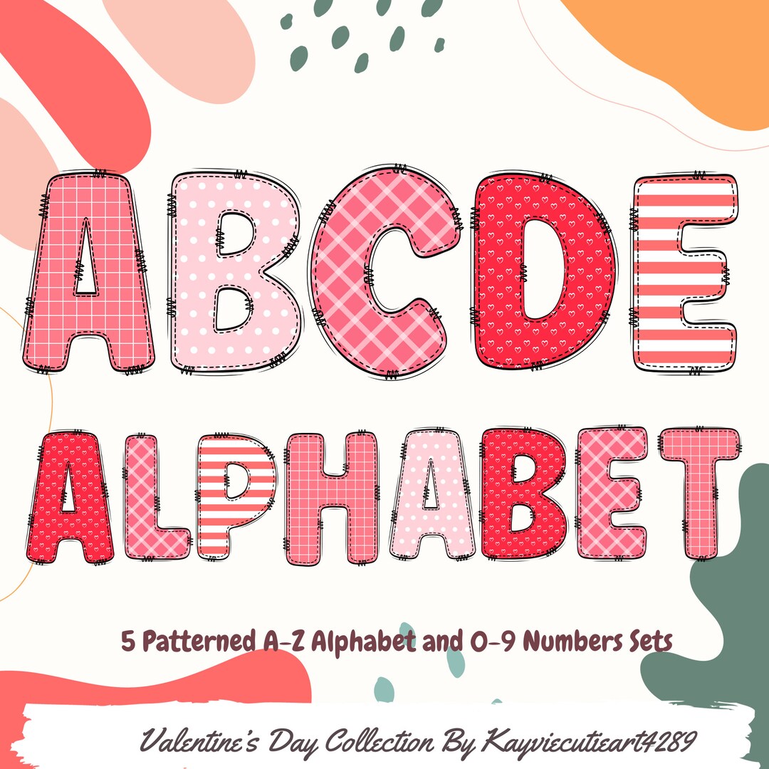 Valentine's Day Alphabet PNG, Doodle Font, Pink Red Font, Valentine ...