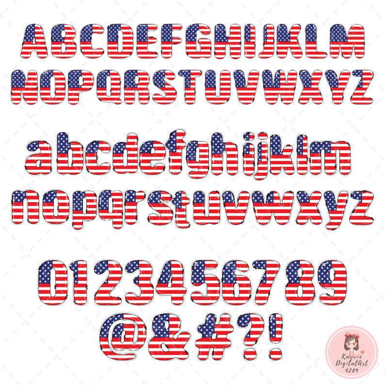 USA Flag Alphabet Doodle Letters American Flag, Doodle Letters American ...