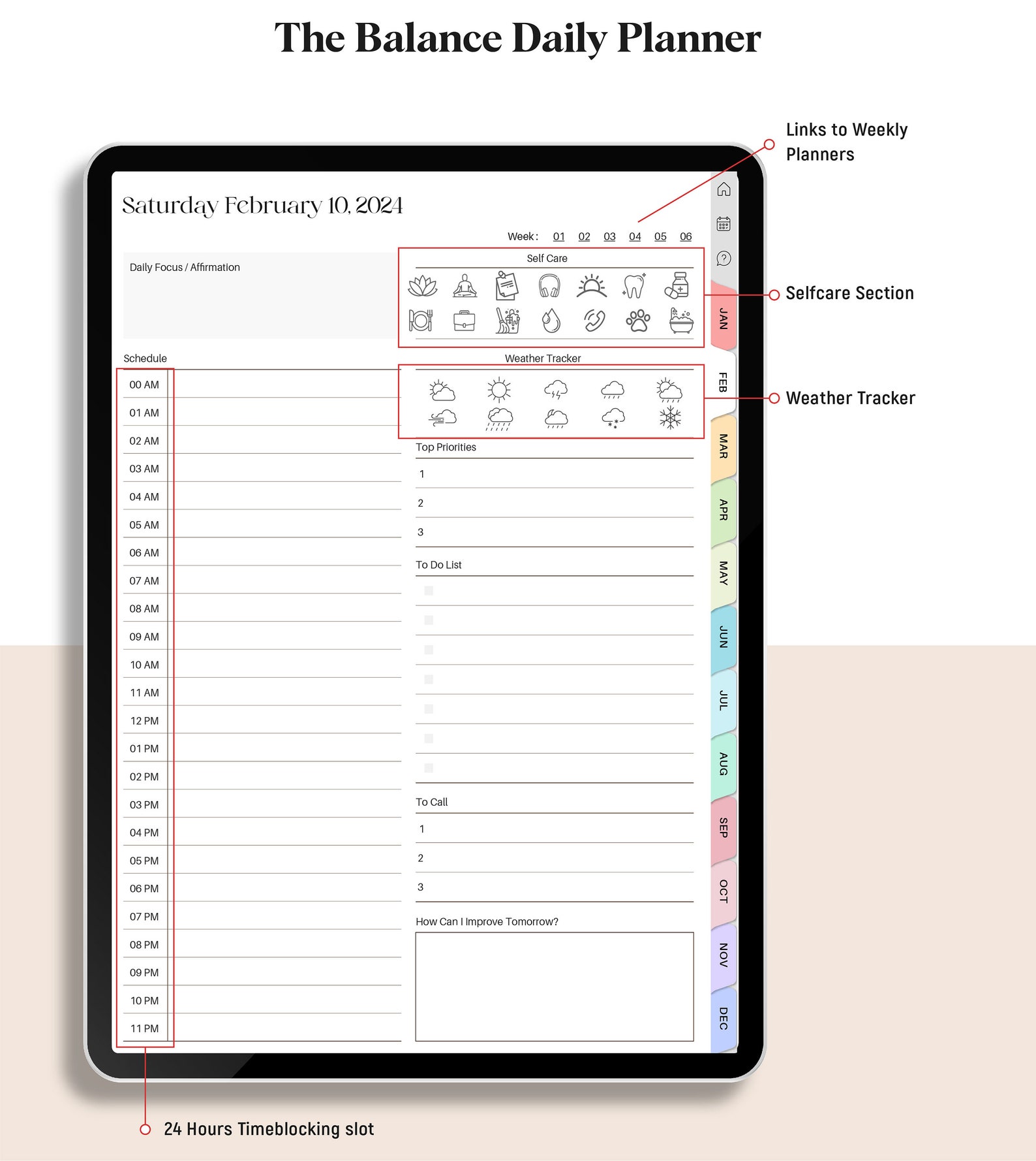 ADHD Planner, Self Care Planner, 2024 Digital Planner, ADHD Digital ...
