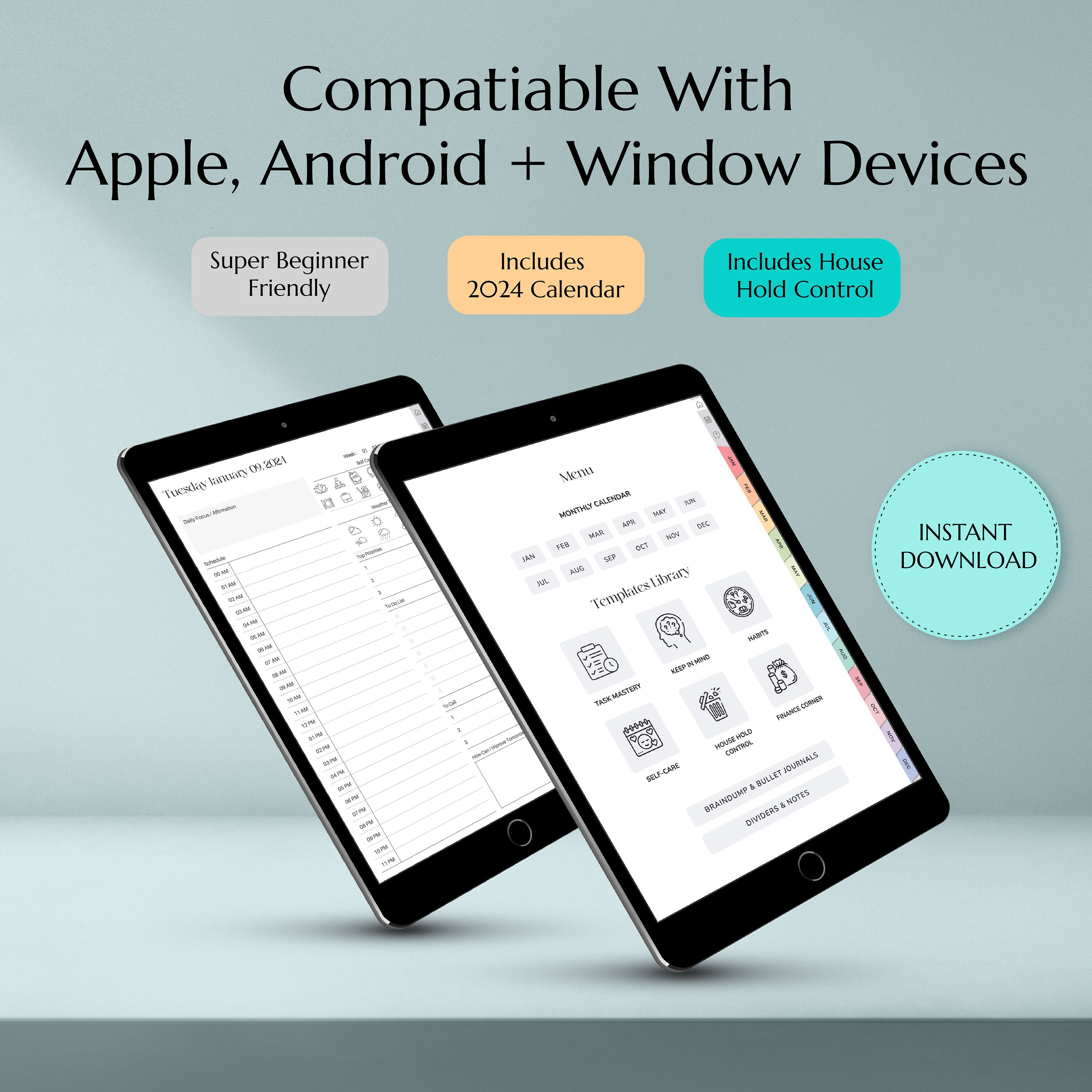 ADHD Planner, Self Care Planner, 2024 Digital Planner, ADHD Digital ...