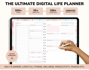Undated Digital Planner Goodnotes Planner Daily Weekly Monthly Planner ...