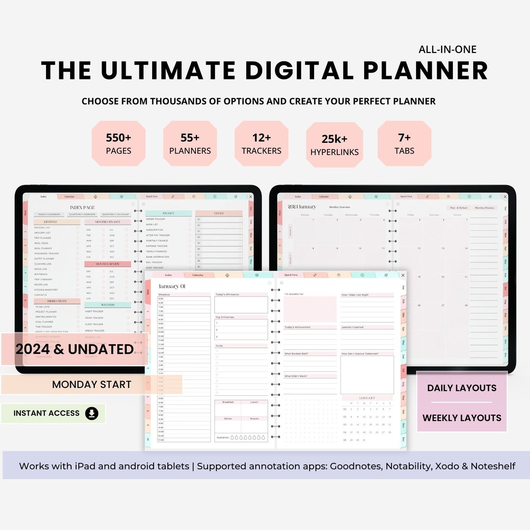 Ultimate All in One Digital Planner, 2024 Good Notes Planner ...