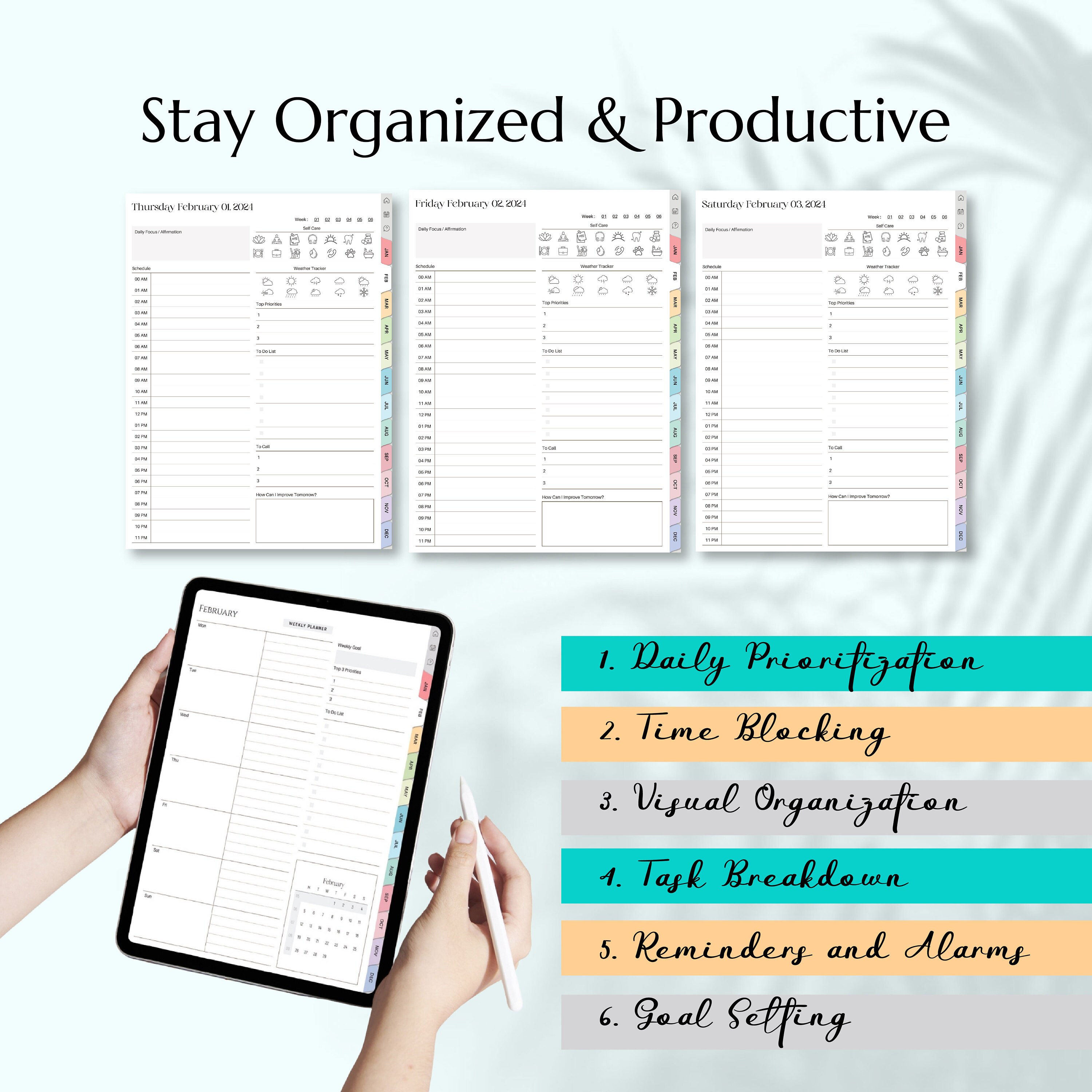 ADHD Planner, Self Care Planner, 2024 Digital Planner, ADHD Digital ...