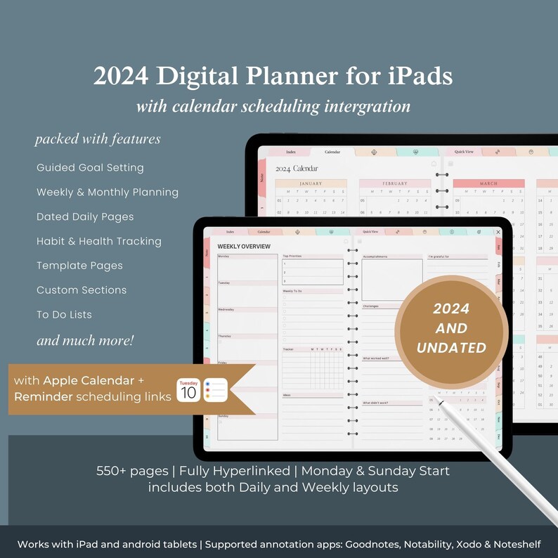 Ultimate All in One Digital Planner, 2024 Good Notes Planner ...