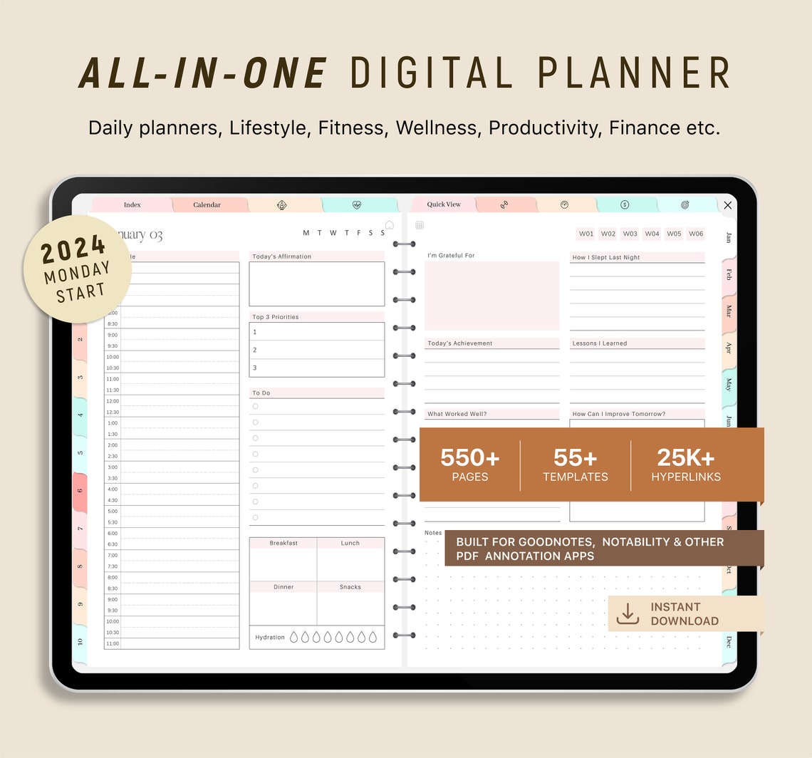 Ultimate All in One Digital Planner, 2024 Good Notes Planner ...