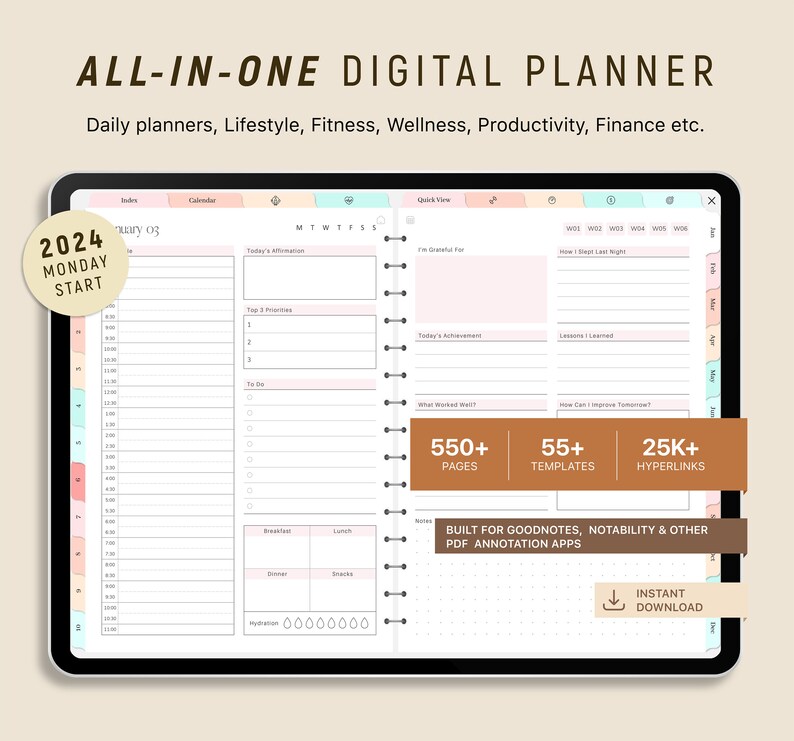 Ultimate All in One Digital Planner, 2024 Good Notes Planner ...