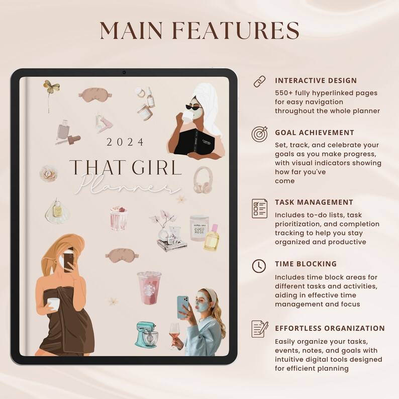 That Girl Self Care Planner, 2024 Digital Planner, 2024 Daily, Weekly ...