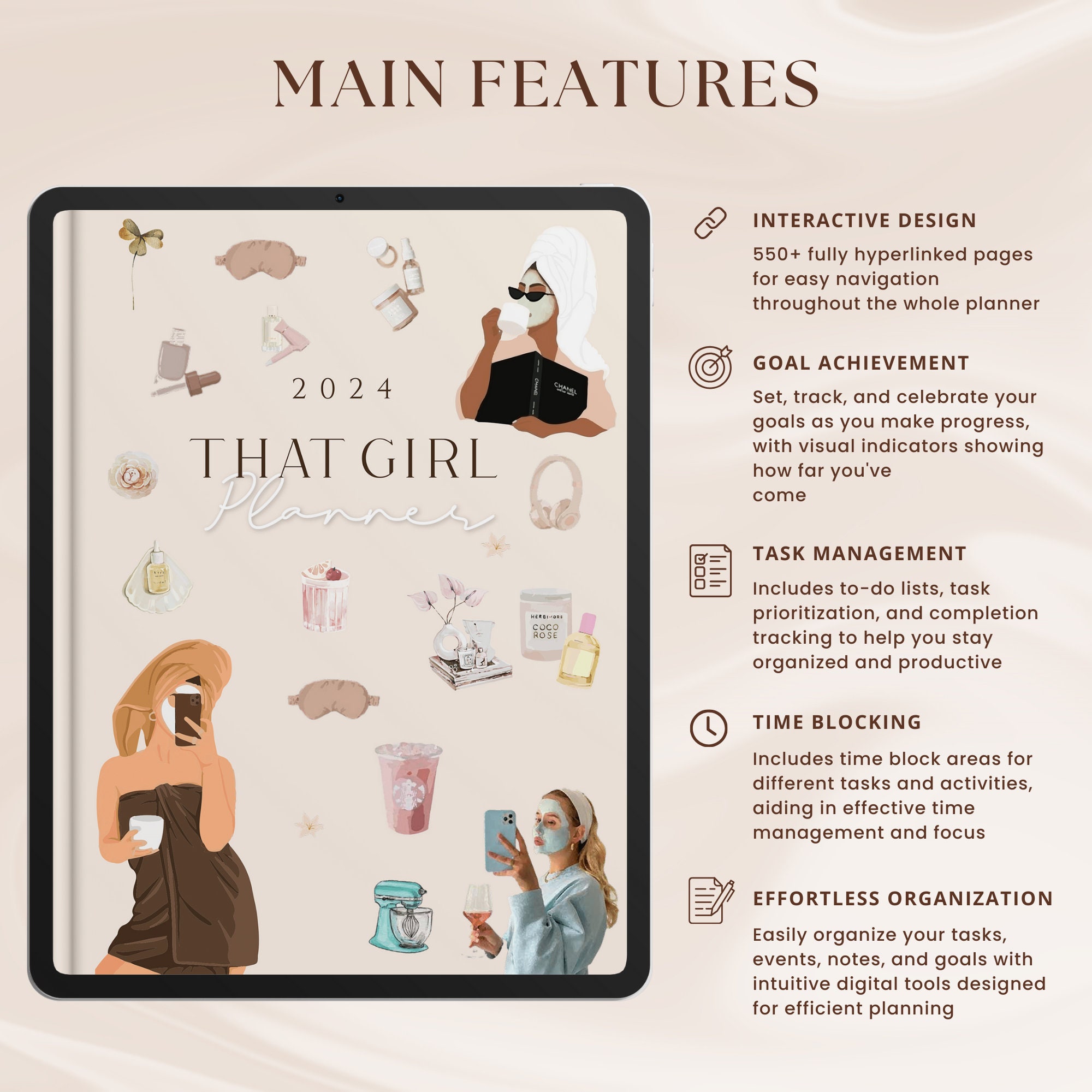 That Girl Self Care Planner, 2024 Digital Planner, 2024 Daily, Weekly ...