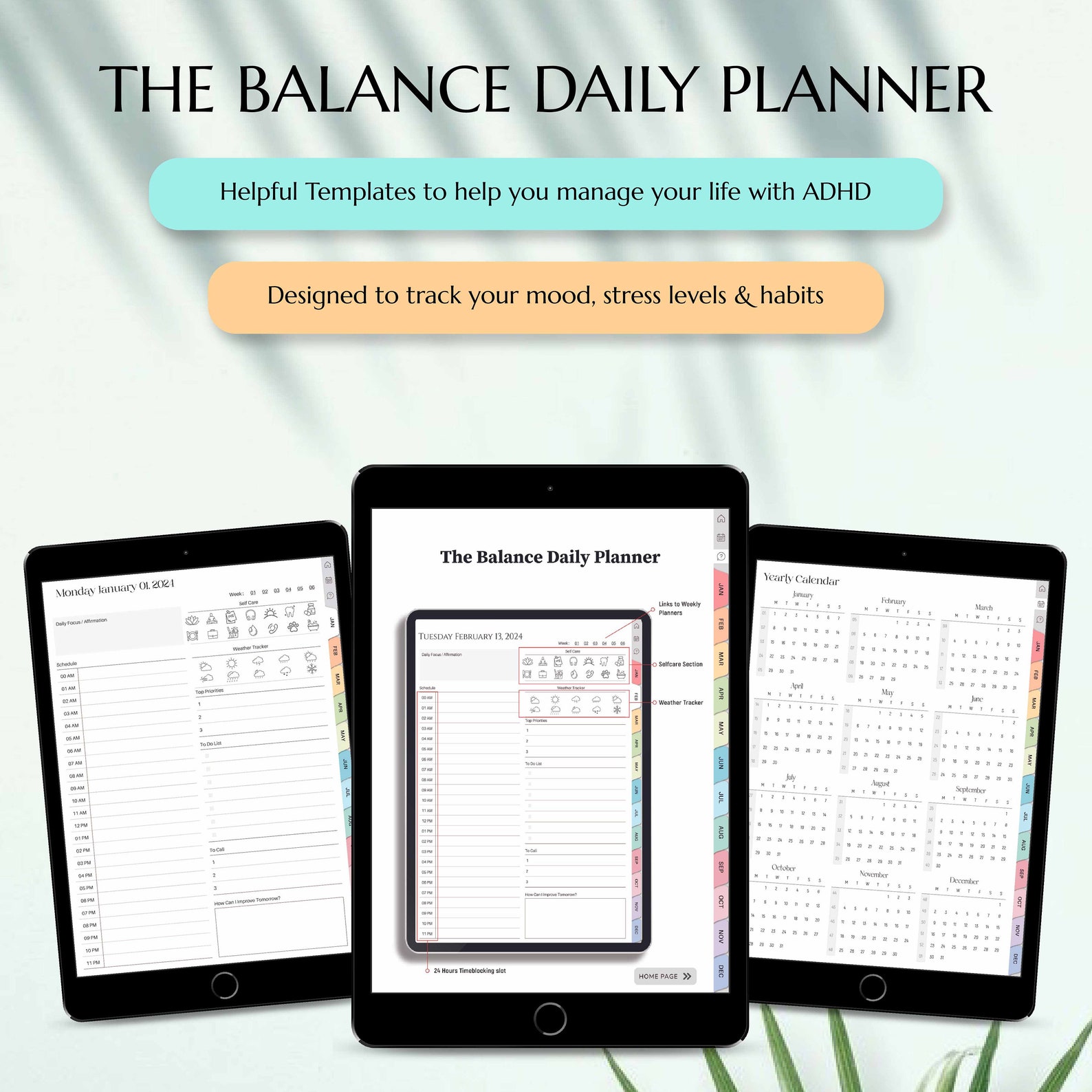 ADHD Planner Adult Daily Planner for Mental Health Digital Life Planner ...