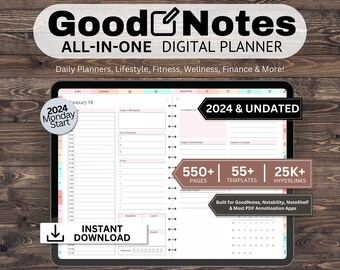 Undated Digital Planner Goodnotes Planner Daily Weekly - Etsy