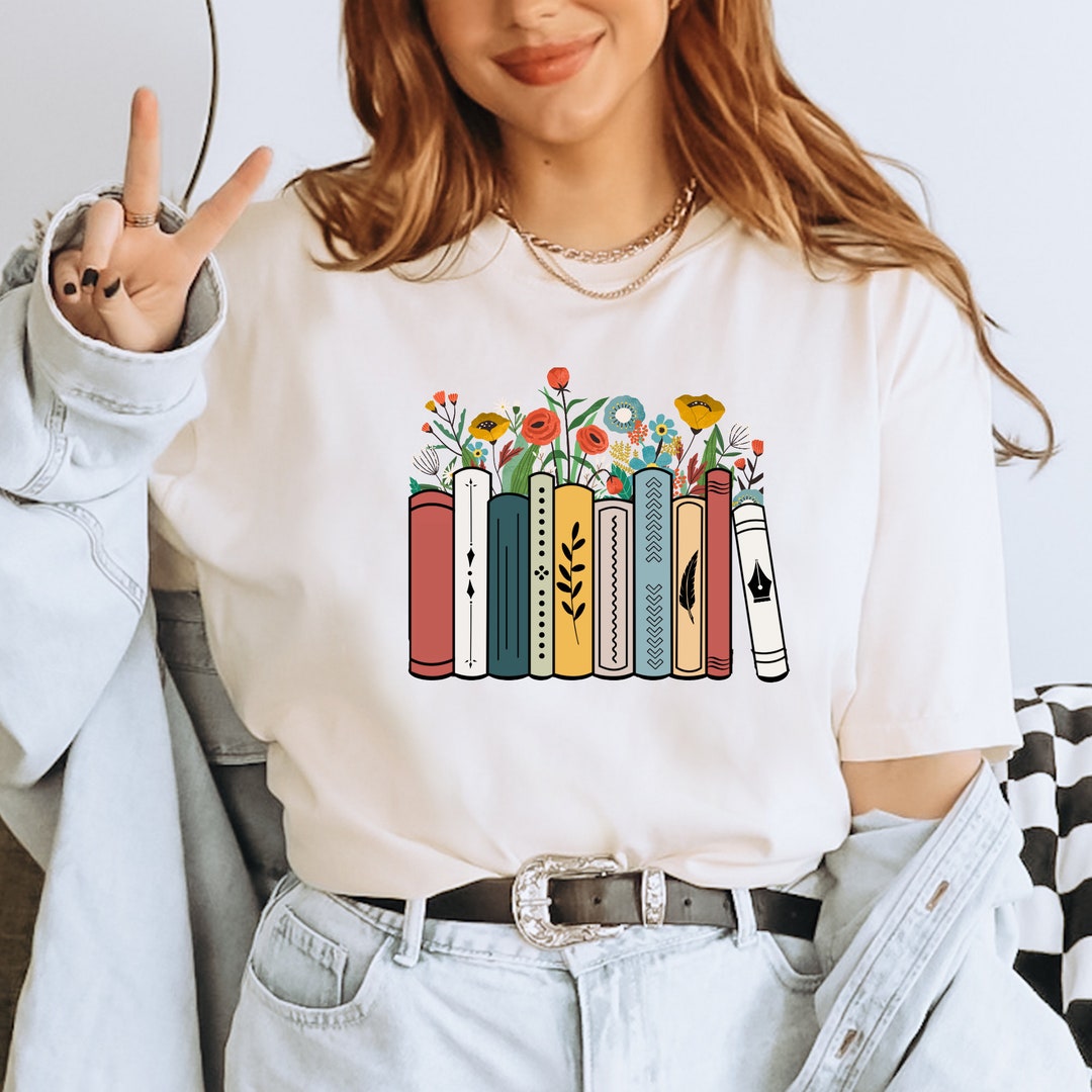 Book Lovers Shirts, Flowers Book Shirts, Librarian Shirt, Gift for ...