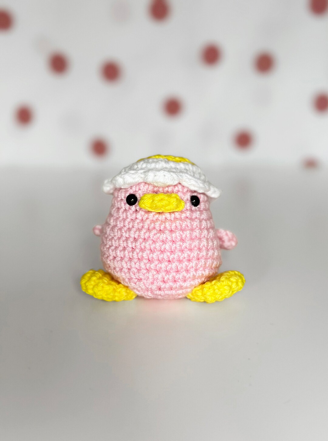 Crochet Pink Chick With Yellow Beak and Feet and Flower Hat Handmade - Etsy